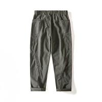 China Washed Casual Army Green wide leg track pants Cotton 100% Non Stretch Custom (KU2511) for sale
