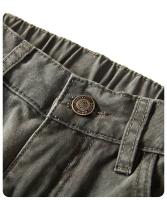 China Washed Casual Army Green wide leg track pants Cotton 100% Non Stretch Custom (KU2511) for sale