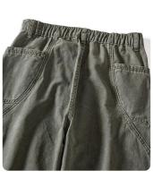 China Washed Casual Army Green wide leg track pants Cotton 100% Non Stretch Custom (KU2511) for sale
