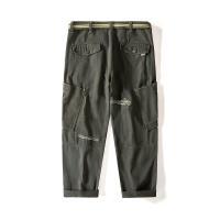 China Washed Casual Beading wide leg track pants Army Green Cotton 100% Custom (KU2510) for sale
