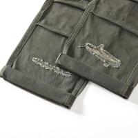 China Washed Casual Beading wide leg track pants Army Green Cotton 100% Custom (KU2510) for sale