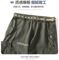 China Washed Casual Beading wide leg track pants Army Green Cotton 100% Custom (KU2510) for sale