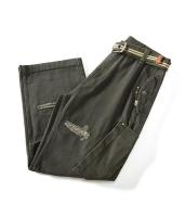 China Washed Casual Beading wide leg track pants Army Green Cotton 100% Custom (KU2510) for sale