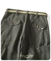 China Washed Casual Beading wide leg track pants Army Green Cotton 100% Custom (KU2510) for sale