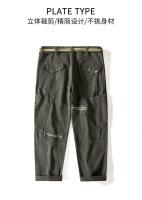 China Washed Casual Beading wide leg track pants Army Green Cotton 100% Custom (KU2510) for sale