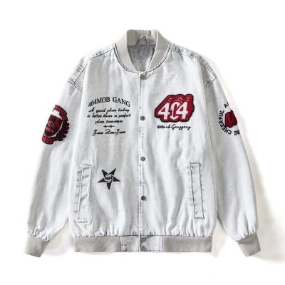 China Grey Ribbed Hem Minimalist varsity jacket wholesale distributor Embroidered Long Sleeve Custom (YY-8809) for sale