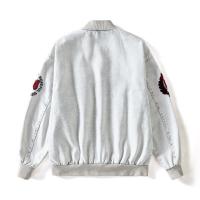 China Grey Ribbed Hem Minimalist varsity jacket wholesale distributor Embroidered Long Sleeve Custom (YY-8809) for sale