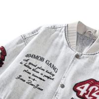 China Grey Ribbed Hem Minimalist varsity jacket wholesale distributor Embroidered Long Sleeve Custom (YY-8809) for sale