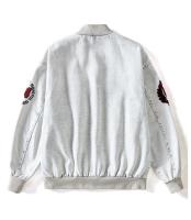 China Grey Ribbed Hem Minimalist varsity jacket wholesale distributor Embroidered Long Sleeve Custom (YY-8809) for sale