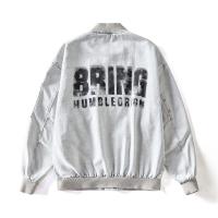 China Grey Printed Ribbed Hem varsity jacket wholesale distributor Minimalist Long Sleeve Custom (YY-8808) for sale