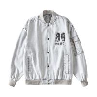 China Grey Printed Ribbed Hem varsity jacket wholesale distributor Minimalist Long Sleeve Custom (YY-8808) for sale