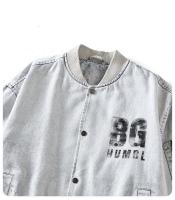 China Grey Printed Ribbed Hem varsity jacket wholesale distributor Minimalist Long Sleeve Custom (YY-8808) for sale
