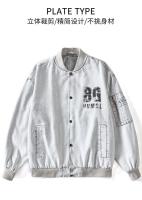 China Grey Printed Ribbed Hem varsity jacket wholesale distributor Minimalist Long Sleeve Custom (YY-8808) for sale