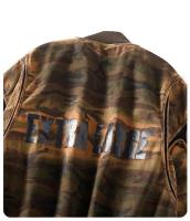 China Round Neck Army Green Round Neck Ribbed Hem varsity jacket wholesale distributor Cotton 100% Long Sleeve Custom (YY-632) for sale
