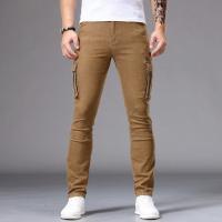 China Mid Waist Stone Washed Chemical Wash wholesale skinny jeans mens Slight Stretch Army Green Khaki Red Custom (TM221) for sale
