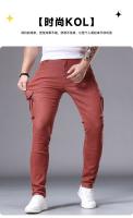 China Mid Waist Stone Washed Chemical Wash wholesale skinny jeans mens Slight Stretch Army Green Khaki Red Custom (TM221) for sale