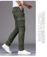China Mid Waist Stone Washed Chemical Wash wholesale skinny jeans mens Slight Stretch Army Green Khaki Red Custom (TM221) for sale
