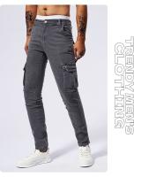China Mid Waist Urban Fashion Vintage Washed cargo pants wholesale price Slight Stretch Black Blue Grey Custom (TM221) for sale