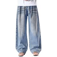 China Blue Mid Waist Non Stretch wide leg track pants Urban Fashion Spring/Autumn Custom (YY-B818) for sale