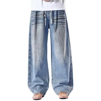 China Blue Mid Waist Non Stretch wide leg track pants Urban Fashion Spring/Autumn Custom (YY-B818) for sale