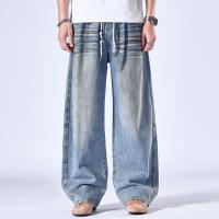 China Blue Mid Waist Non Stretch wide leg track pants Urban Fashion Spring/Autumn Custom (YY-B818) for sale