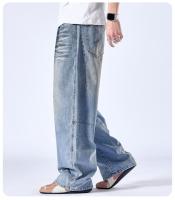 China Blue Mid Waist Non Stretch wide leg track pants Urban Fashion Spring/Autumn Custom (YY-B818) for sale