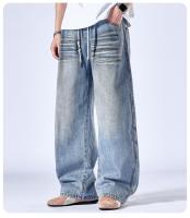 China Blue Mid Waist Non Stretch wide leg track pants Urban Fashion Spring/Autumn Custom (YY-B818) for sale