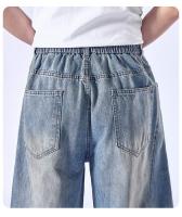 China Blue Mid Waist Non Stretch wide leg track pants Urban Fashion Spring/Autumn Custom (YY-B818) for sale