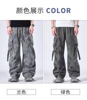 China Daily Mid Waist Green Blue wide leg track pants Spring 2026 Non Stretch Custom (YY-G2613) for sale
