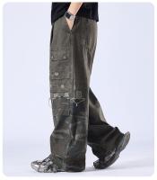 China Daily Mid Waist Army Green wide leg track pants Cotton 100% Spring 2026 Custom (YY-26213) for sale