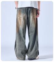 China Mid Waist Blue Black Non Stretch wide leg track pants Urban Fashion Spring/Autumn Custom (YY-26933) for sale