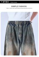 China Mid Waist Blue Black Non Stretch wide leg track pants Urban Fashion Spring/Autumn Custom (YY-26933) for sale