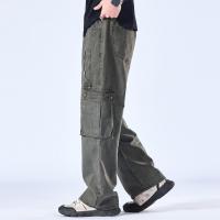 China Army Green Washed Casual Army Green wide leg track pants Cotton 100% Spring 2026 Custom (KU2515) for sale
