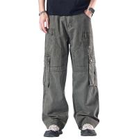 China Army Green Washed Casual Army Green wide leg track pants Cotton 100% Spring 2026 Custom (KU2515) for sale