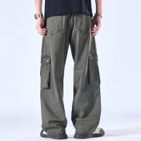 China Army Green Washed Casual Army Green wide leg track pants Cotton 100% Spring 2026 Custom (KU2515) for sale