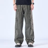 China Army Green Washed Casual Army Green wide leg track pants Cotton 100% Spring 2026 Custom (KU2515) for sale