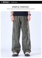 China Army Green Washed Casual Army Green wide leg track pants Cotton 100% Spring 2026 Custom (KU2515) for sale