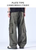China Army Green Washed Casual Army Green wide leg track pants Cotton 100% Spring 2026 Custom (KU2515) for sale