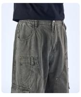 China Army Green Washed Casual Army Green wide leg track pants Cotton 100% Spring 2026 Custom (KU2515) for sale