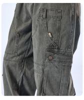 China Army Green Washed Casual Army Green wide leg track pants Cotton 100% Spring 2026 Custom (KU2515) for sale