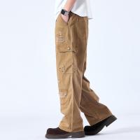 China Khaki Khaki Washed Casual wide leg track pants Cotton 100% Spring 2026 Custom (KU2513) for sale