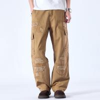 China Khaki Khaki Washed Casual wide leg track pants Cotton 100% Spring 2026 Custom (KU2513) for sale