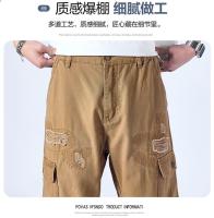 China Khaki Khaki Washed Casual wide leg track pants Cotton 100% Spring 2026 Custom (KU2513) for sale