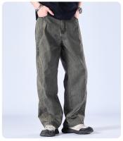 China Washed Washed Casual Army Green wide leg track pants Cotton 100% Spring 2026 Custom (KU2511) for sale