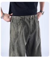 China Washed Washed Casual Army Green wide leg track pants Cotton 100% Spring 2026 Custom (KU2511) for sale