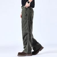 China Beading Washed Casual Beading wide leg track pants Army Green Cotton 100% Custom (KU2510) for sale