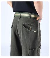 China Beading Washed Casual Beading wide leg track pants Army Green Cotton 100% Custom (KU2510) for sale