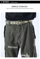 China Beading Washed Casual Beading wide leg track pants Army Green Cotton 100% Custom (KU2510) for sale