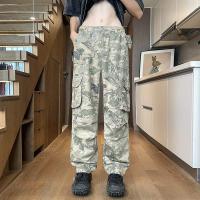 China Camouflage Daily Washed Mid Waist cargo pants wholesale price Camouflage Cotton 100% Custom (KU24113) for sale