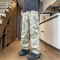 China Camouflage Daily Washed Mid Waist cargo pants wholesale price Camouflage Cotton 100% Custom (KU24113) for sale